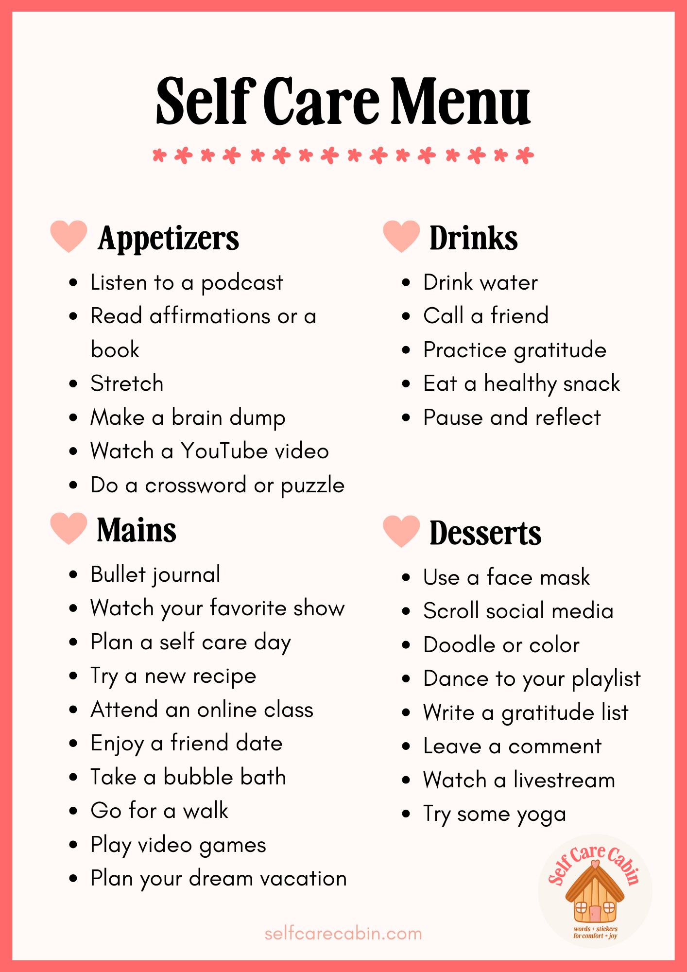 How to Create a Self Care Menu + Examples